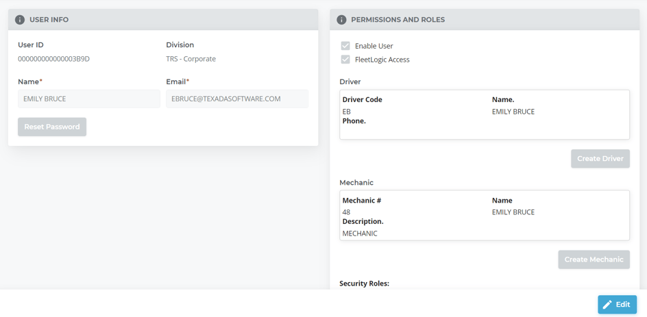 Reset a Password in Texada Web