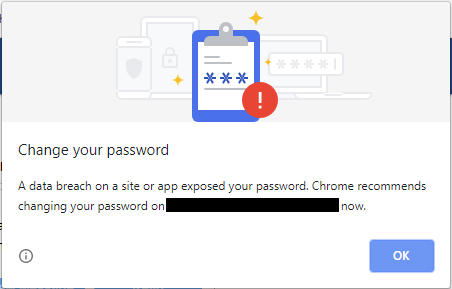 Google Chrome: Data Breach Change Your Password Notification